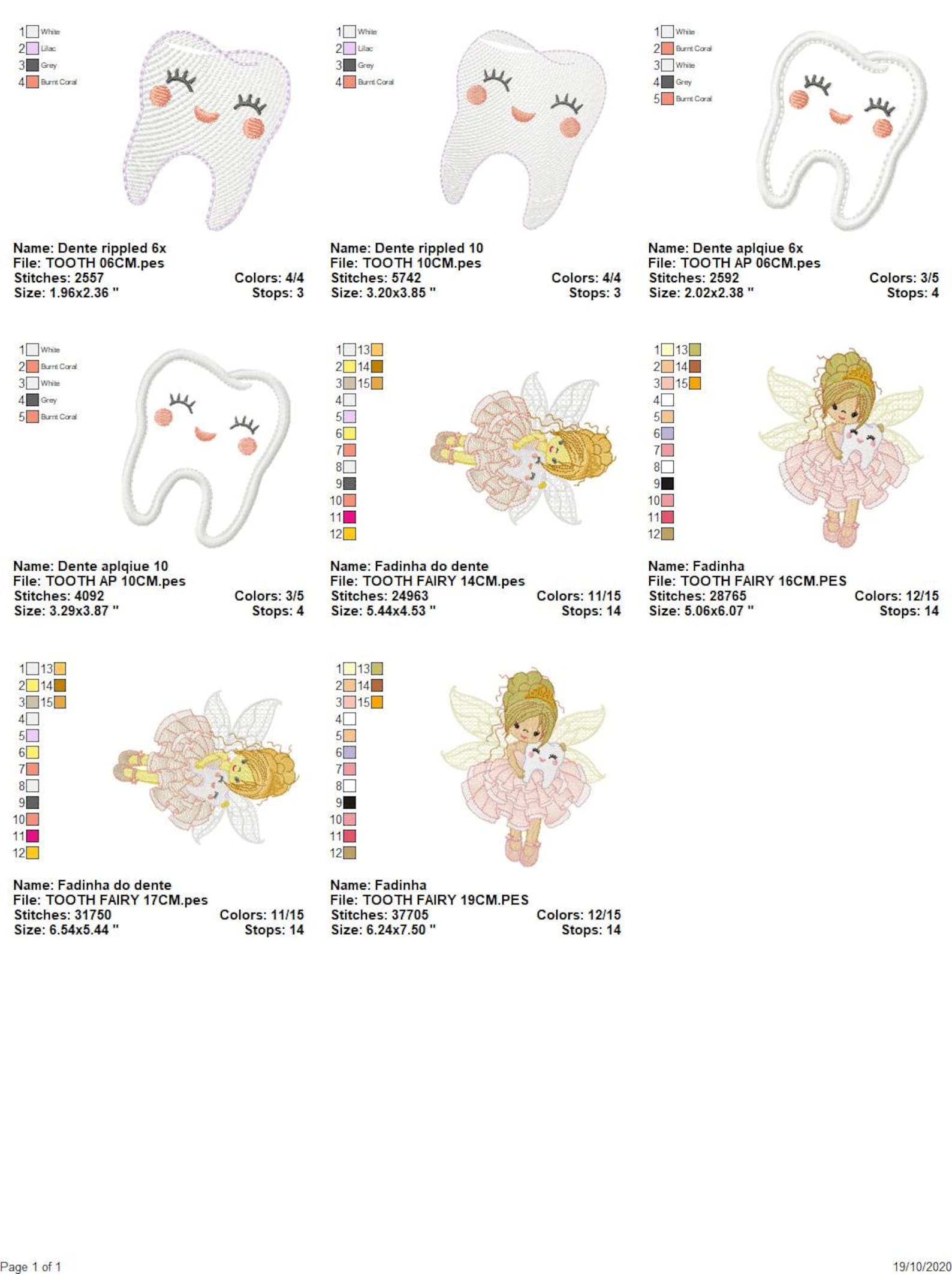 Tooth Fairy Embroidery Designs Tooth Embroidery Design Machine ...