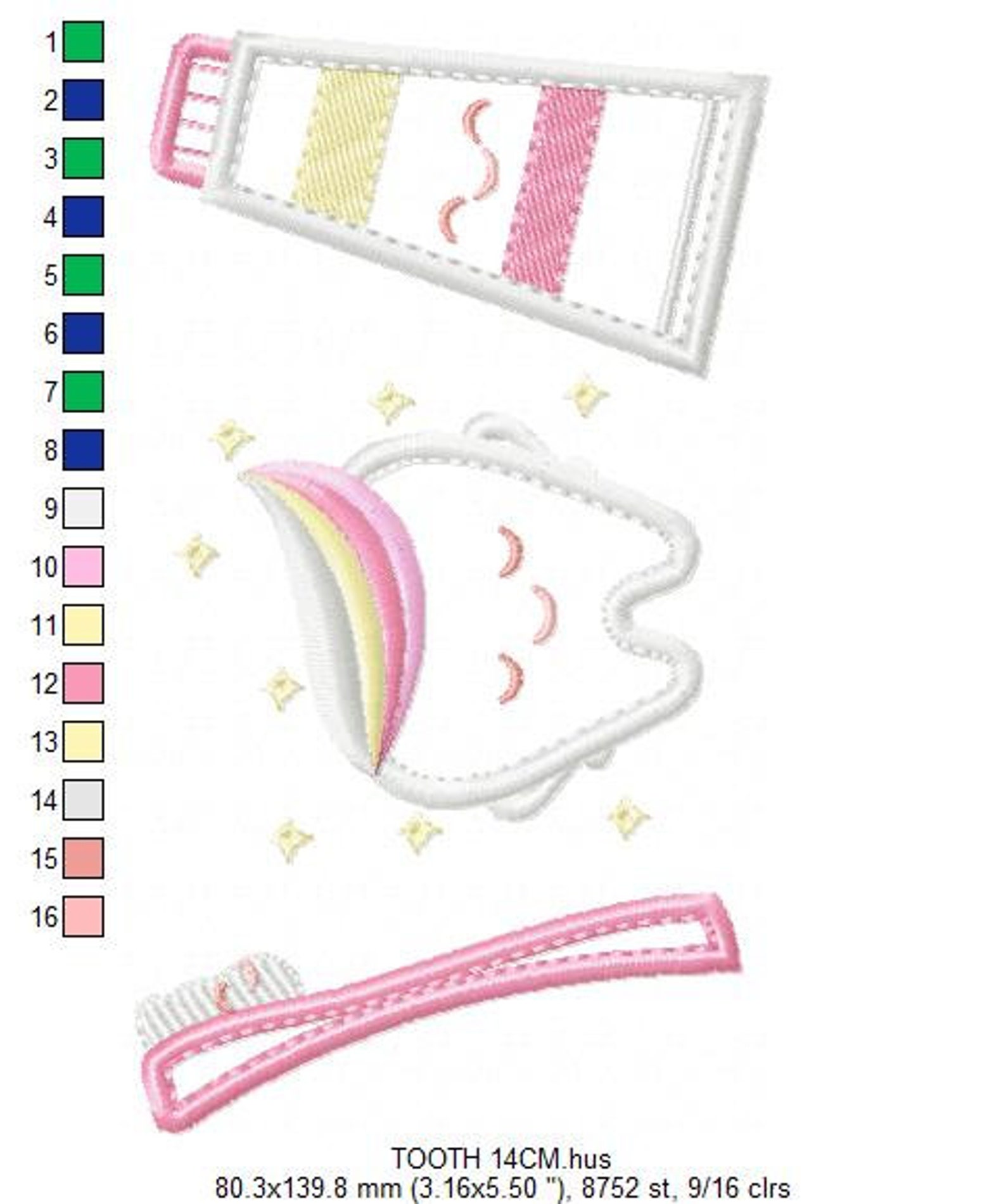 Tooth Embroidery Designs - Toothpaste Machine Embroidery Pattern ...