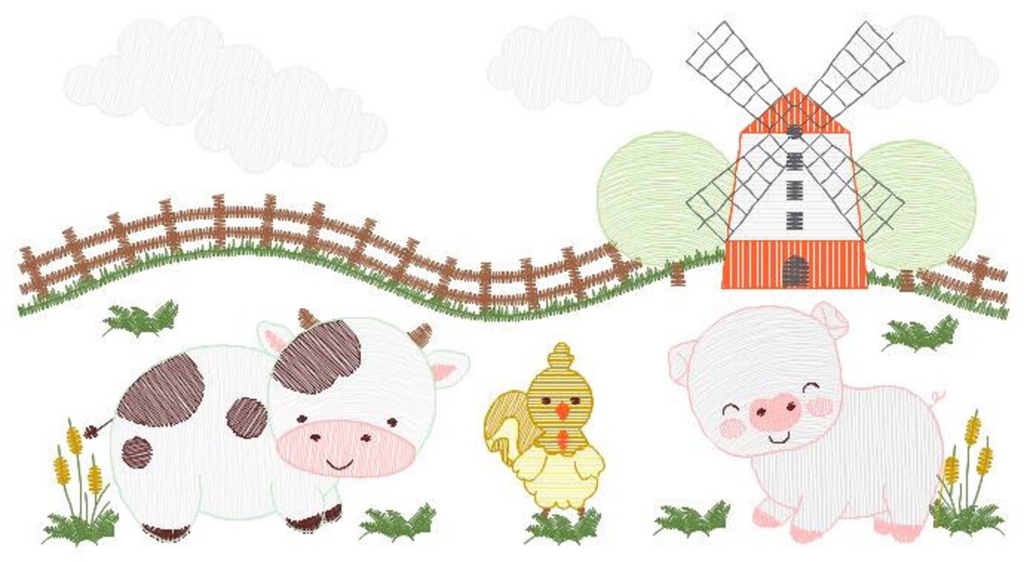 Farm Animals Embroidery Design Cow Embroidery Designs - Etsy