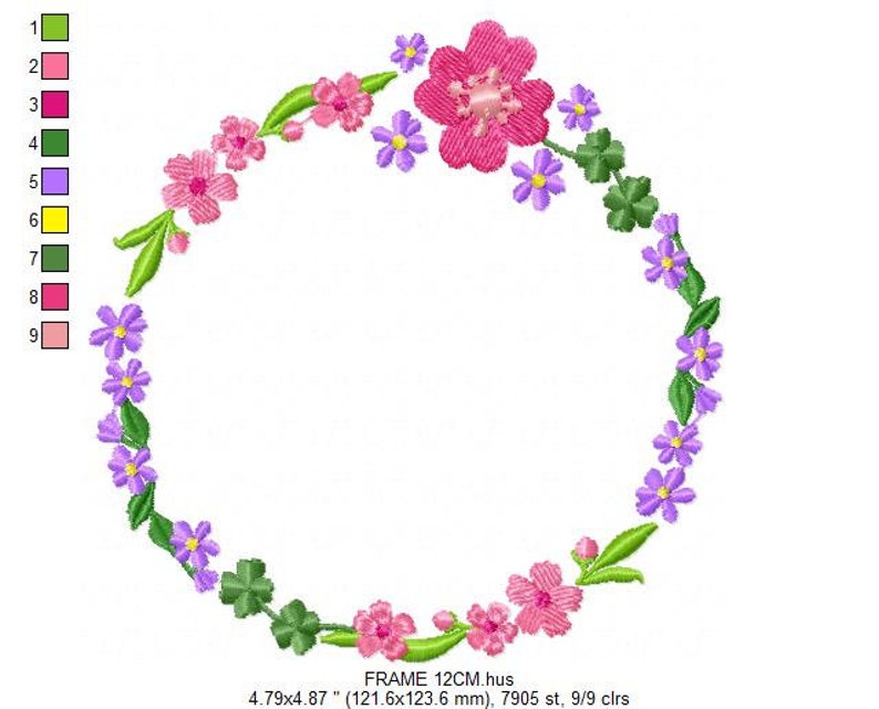 Floral Monogram Frame Embroidery Designs Flower Embroidery - Etsy