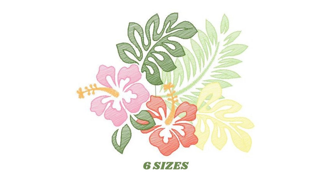 Tropical Flowers Embroidery Designs - Hawaii Flower Embroidery Design ...