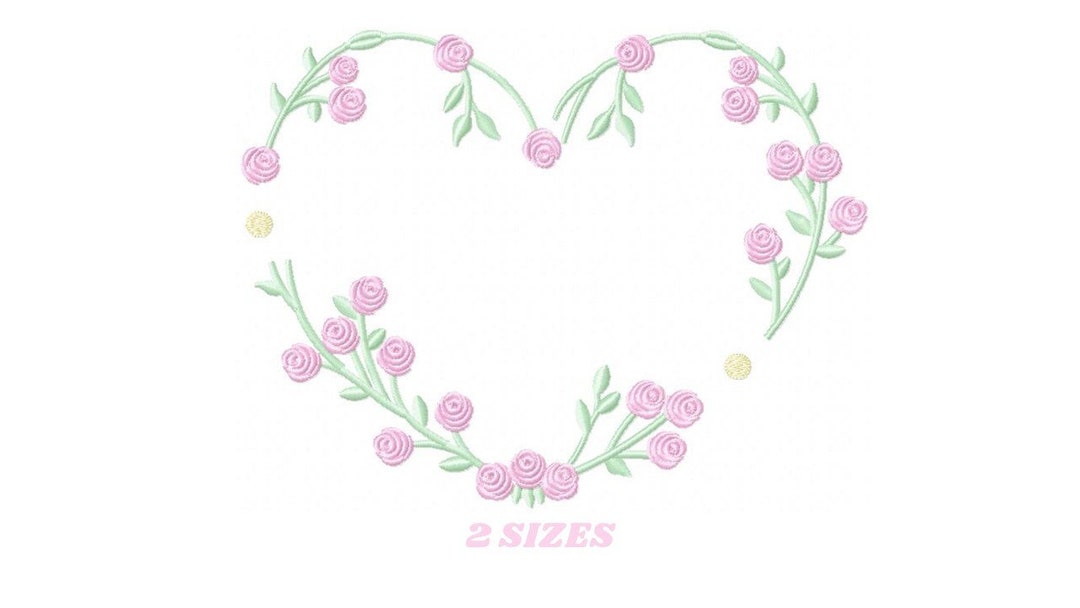 Heart With Roses Embroidery Designs - Flower Embroidery Design Machine ...