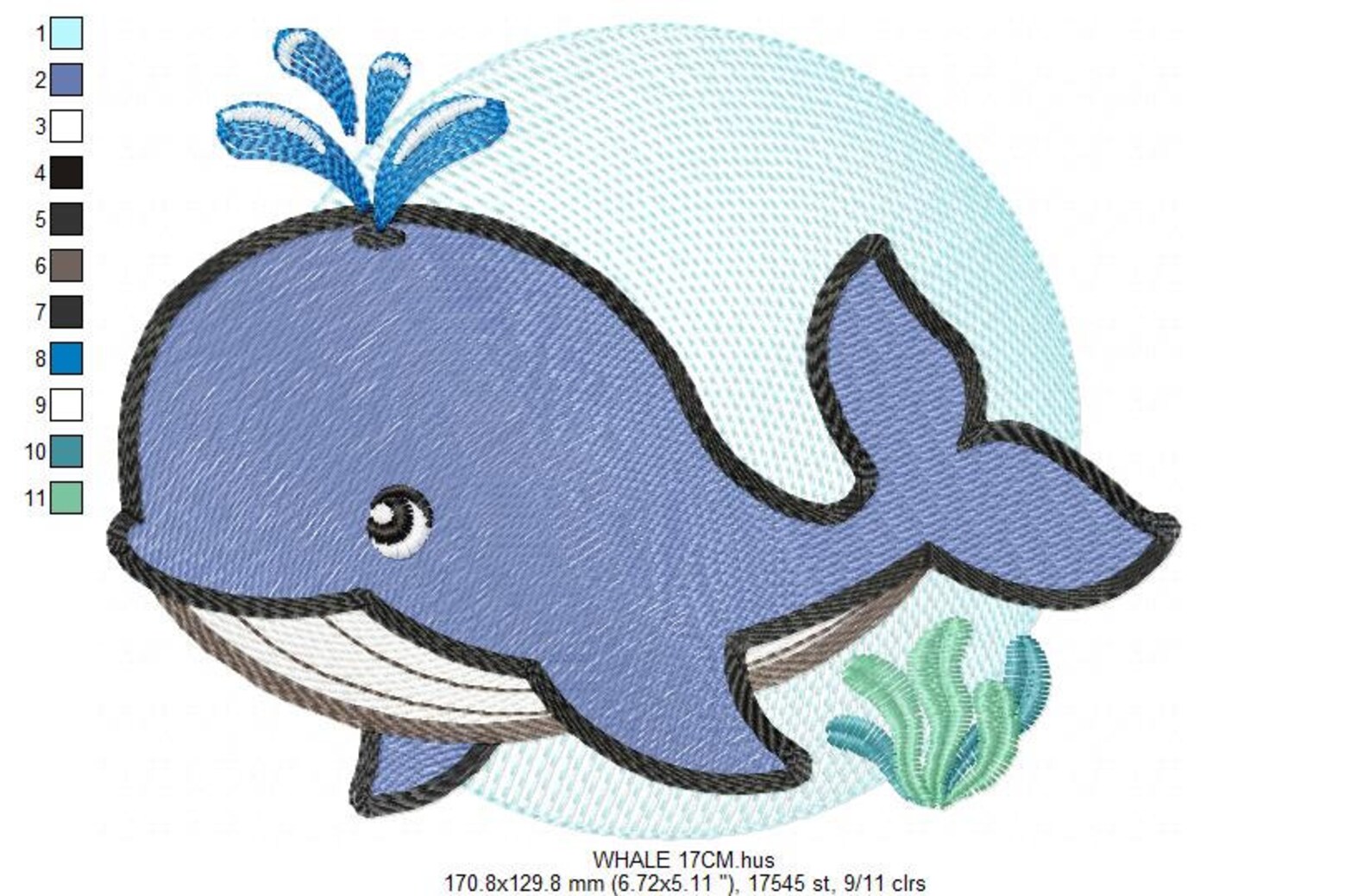 Whale Embroidery Designs - Ocean Fish Embroidery Design Machine ...