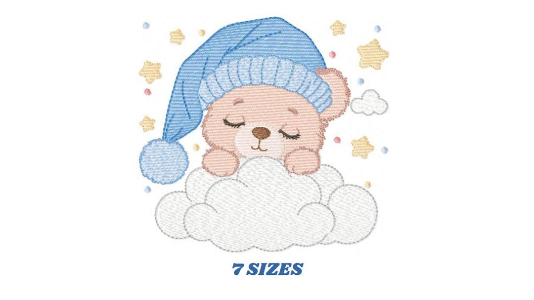 Sleeping Bear Embroidery Designs - Baby Bear With Hat Embroidery Design ...