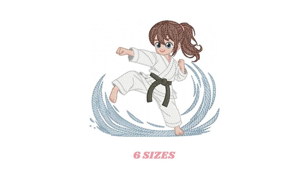 Karate Fighter Embroidery Designs - Baby Girl Athlete With Kimono ...
