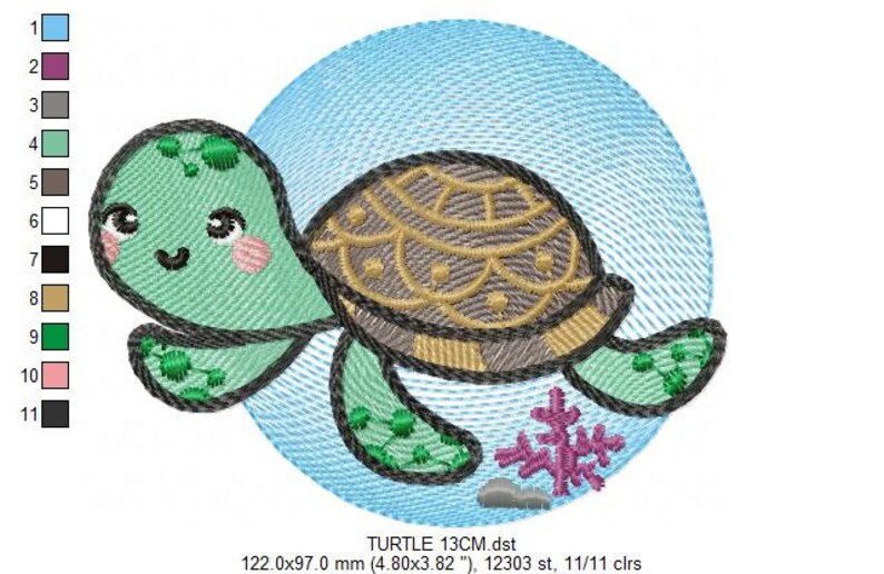 Turtle Embroidery Designs Ocean Animals Embroidery Design - Etsy