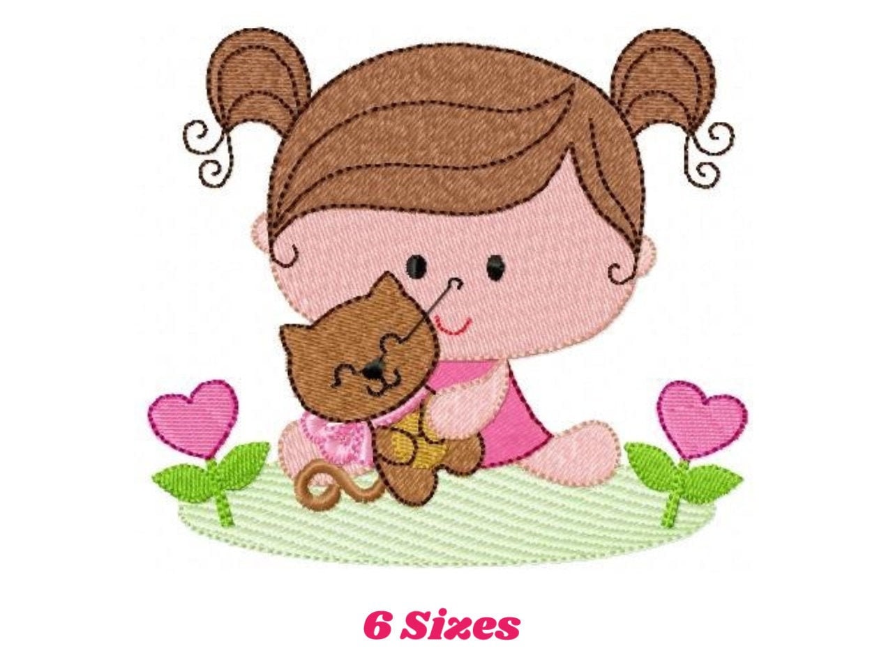 Sewing & Fiber Cute Girl Candy Cotton embroidery design Kids embroidery ...