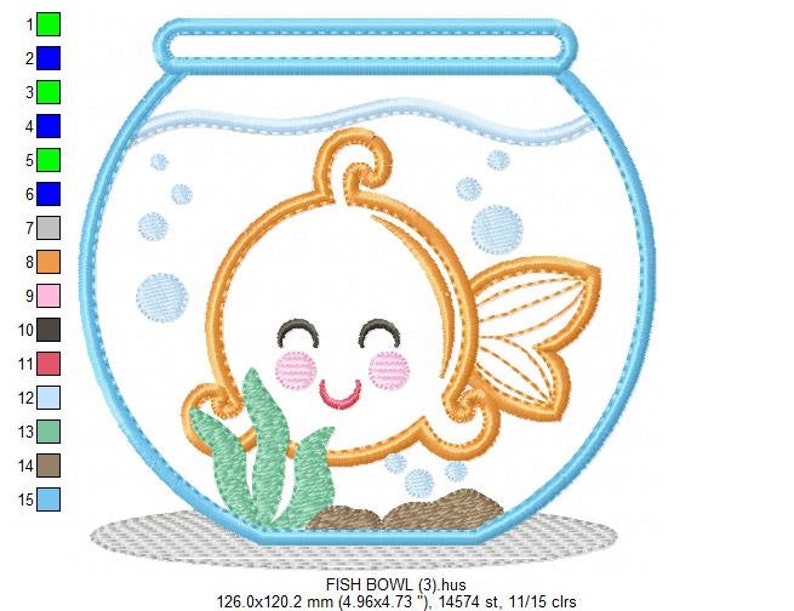 Golden Fish Embroidery Designs - Aquarium Embroidery Design Machine ...