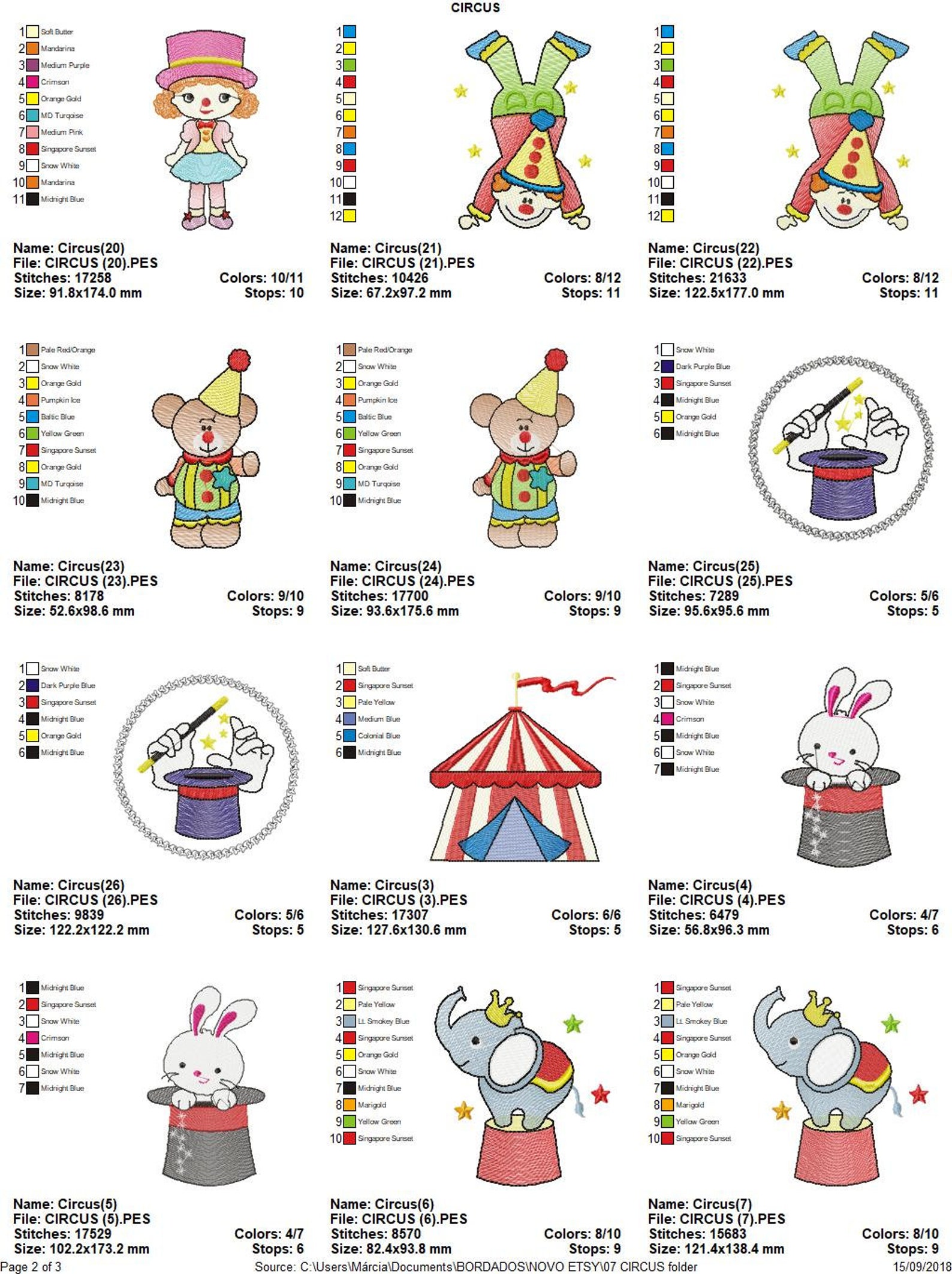 Circus Embroidery Designs Clown Embroidery Design Machine | Etsy Australia