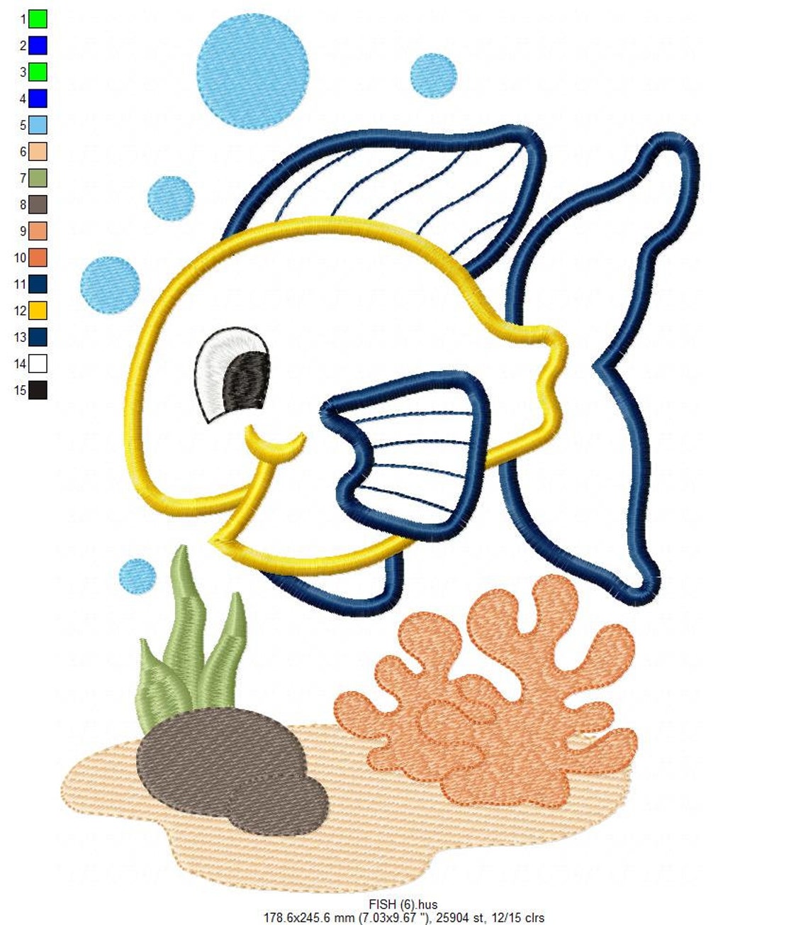 Golden Fish Embroidery Designs Aquarium Embroidery Design - Etsy