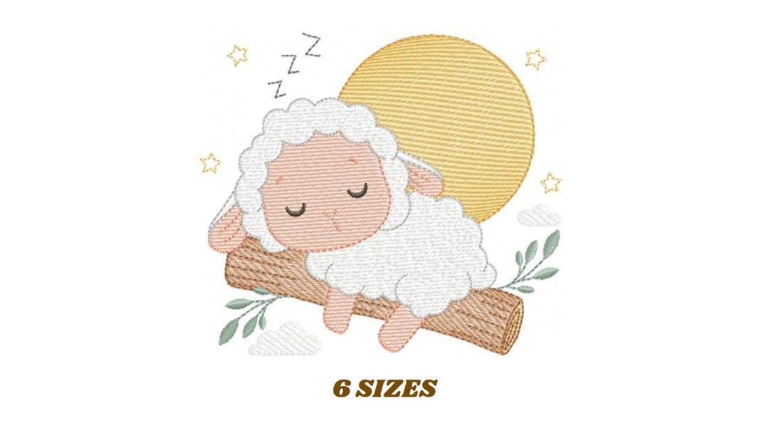 Sheep Embroidery Design - Sleeping Lamb Machine Embroidery Pattern ...