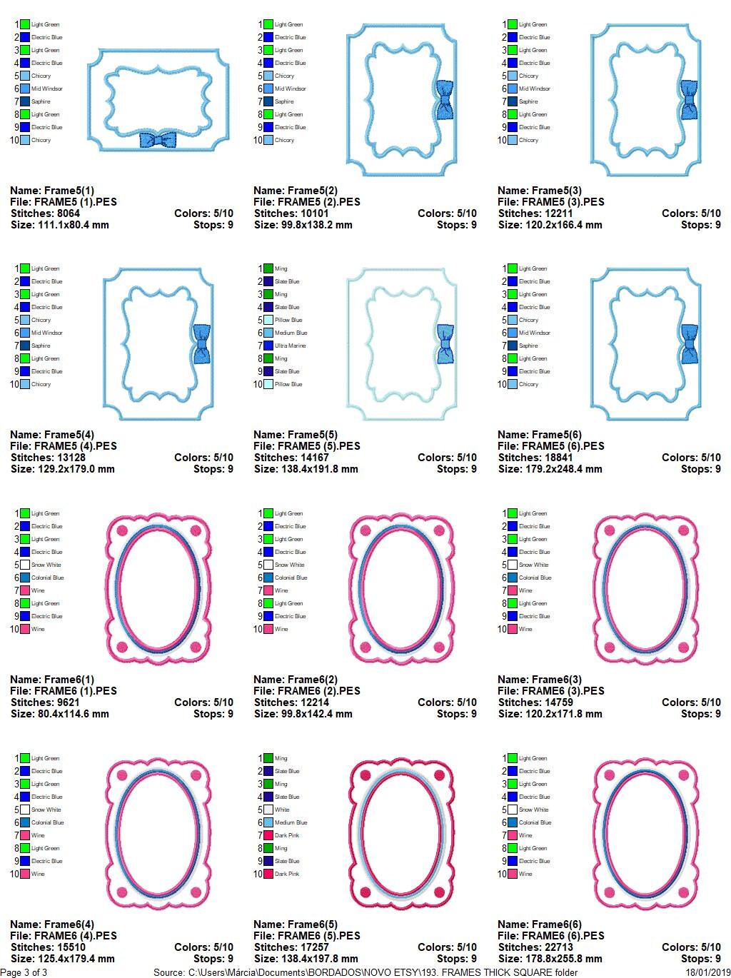 Frame Embroidery Designs Set - Frame Applique Embroidery Machine ...