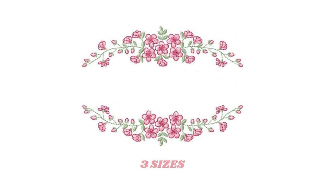 Monogram Frame With Roses Embroidery Designs - Flower Laurel Wreath ...