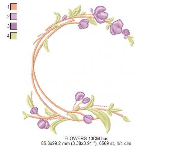 Flower Frame Embroidery Design spring Frame monogram Embroidery Floral ...