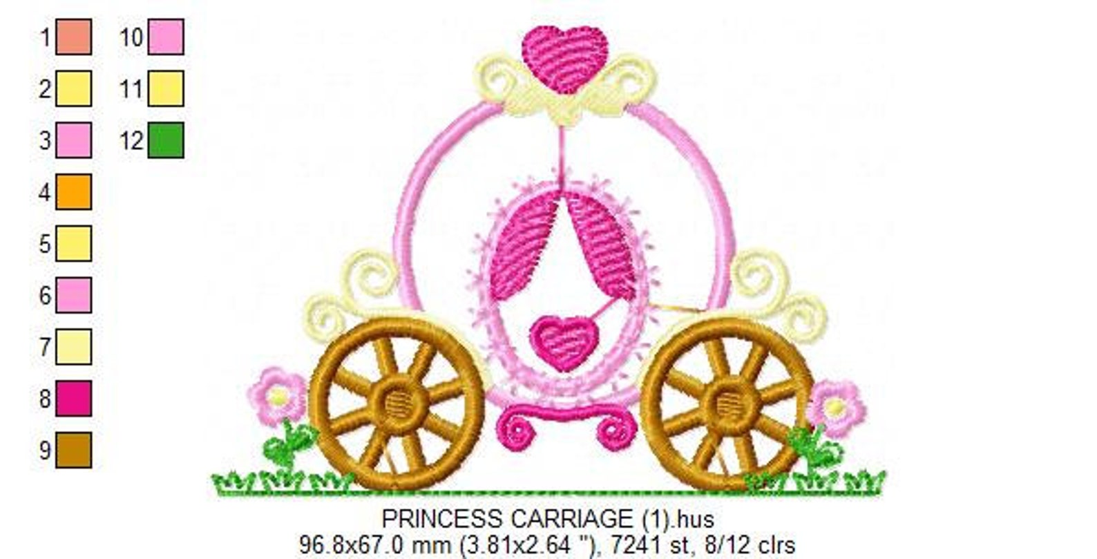 Princess Carriage Embroidery Design Princess Embroidery Designs Machine ...