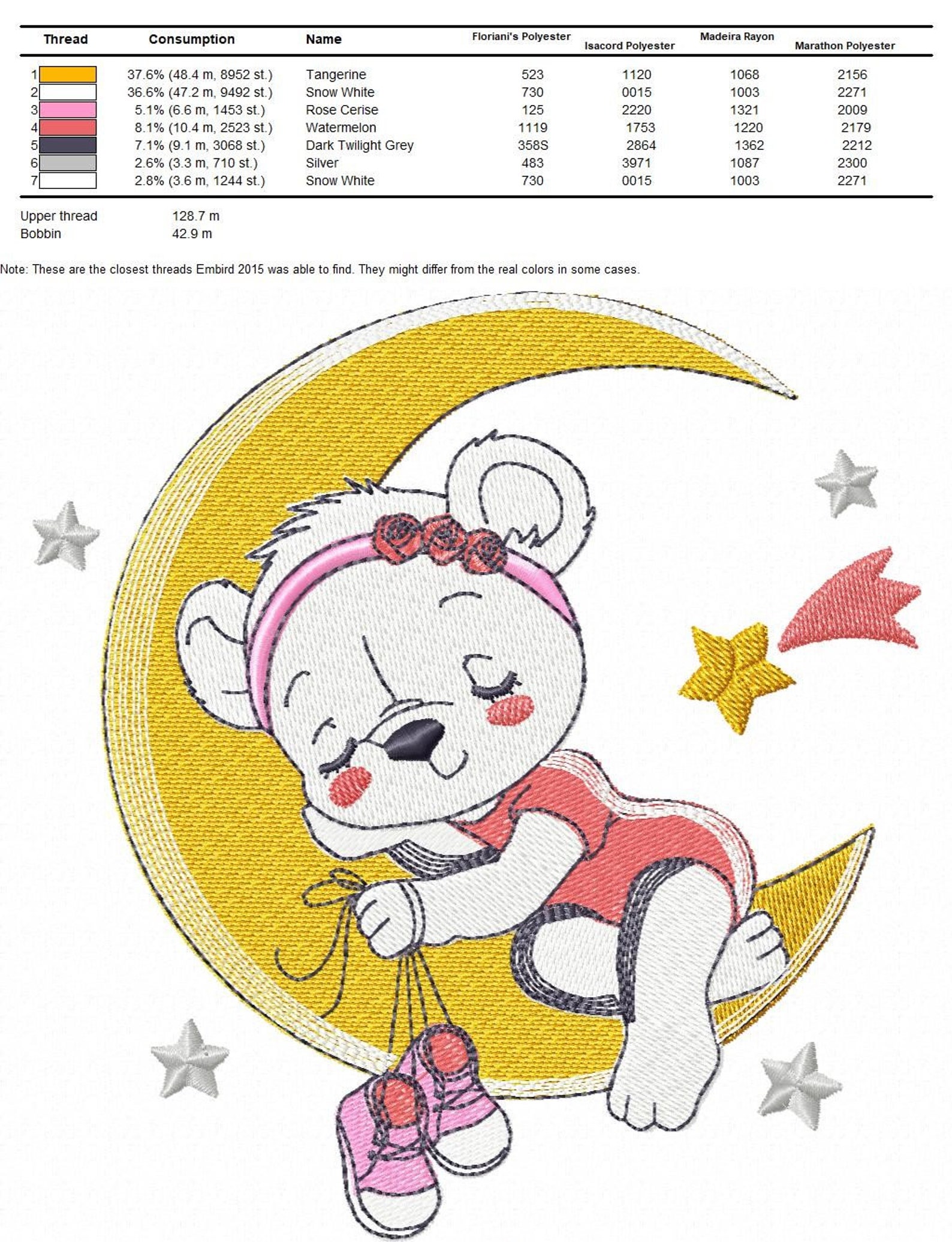 Bear embroidery designs Moon embroidery design machine | Etsy