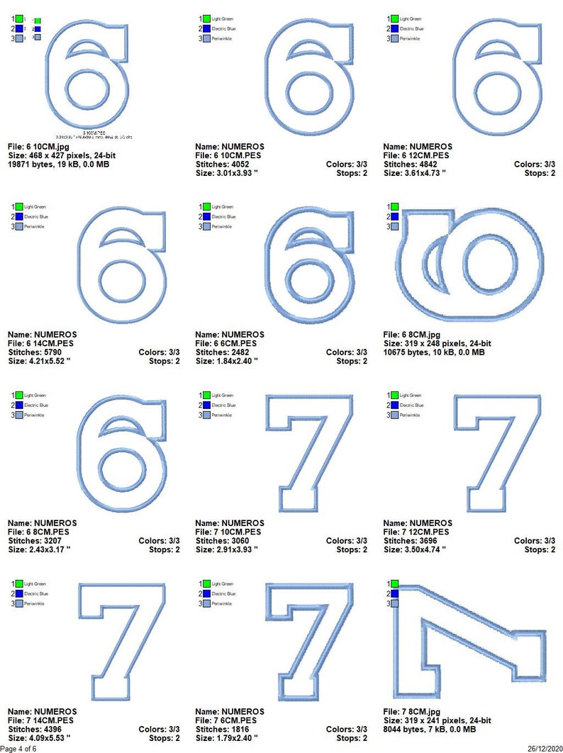 Numbers Embroidery Designs Set Number Applique Design - Etsy