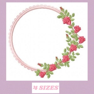 Roses Circle Monogram Embroidery Designs - Flower Frame Machine ...