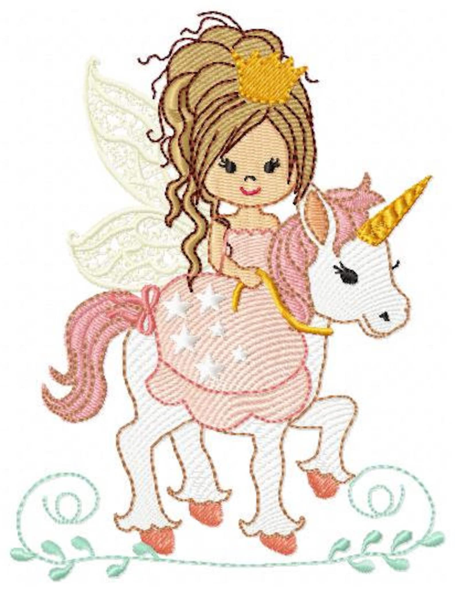 Fairy Embroidery Designs Fairy With Unicorn Embroidery - Etsy