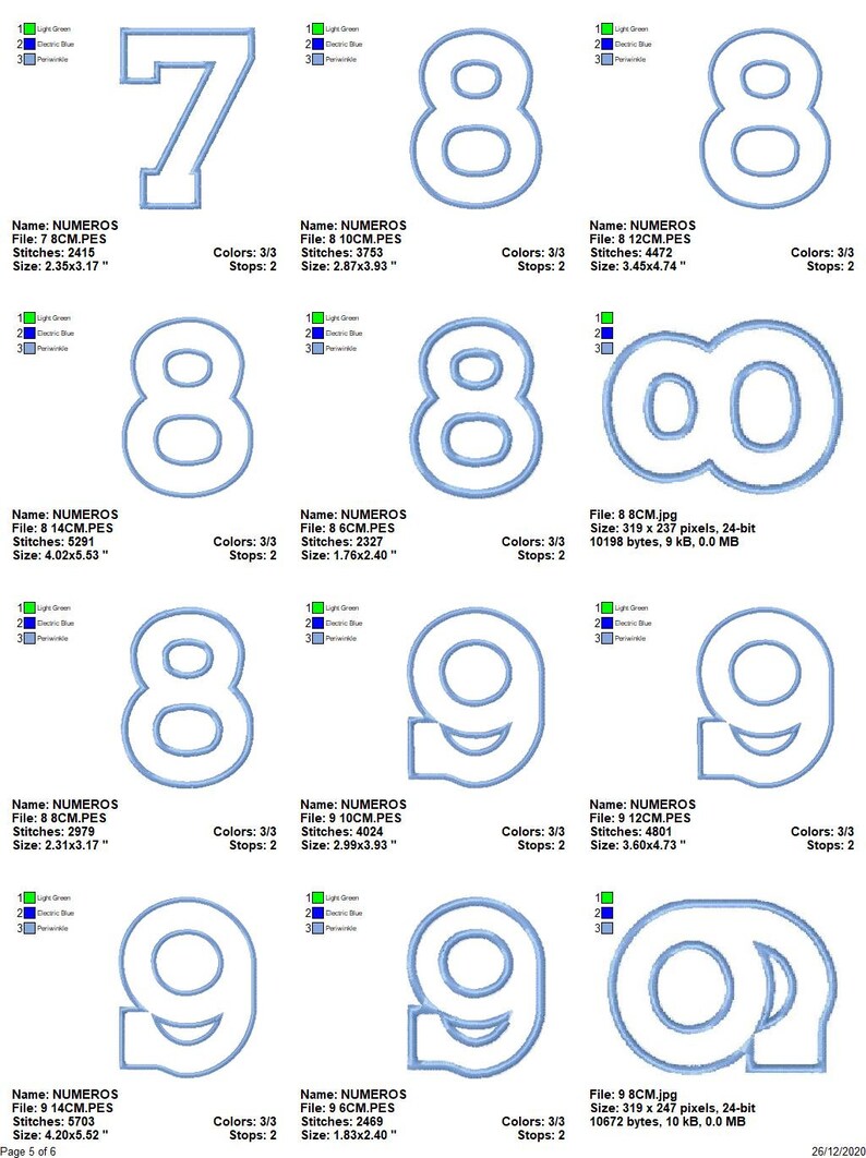 Numbers Embroidery Designs Set Number Applique Design - Etsy