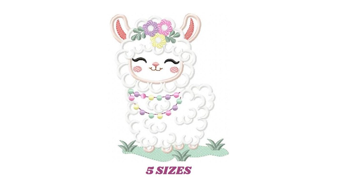 Llama Embroidery Design - Llama With Flowers Embroidery Designs Machine ...
