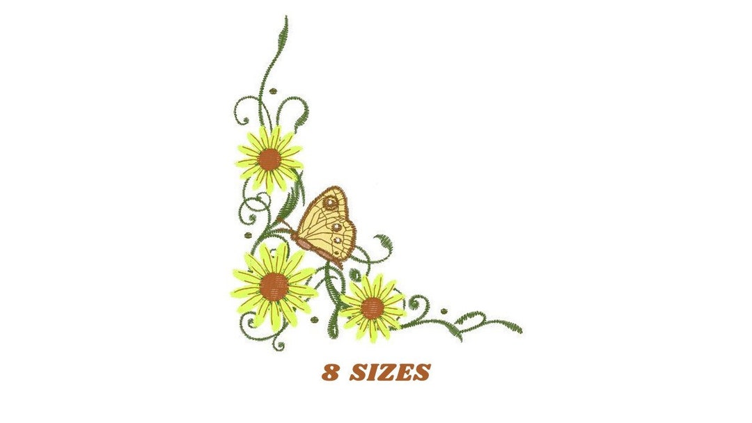 Flowers Embroidery Designs - Sunflower Corner Embroidery Design Machine ...