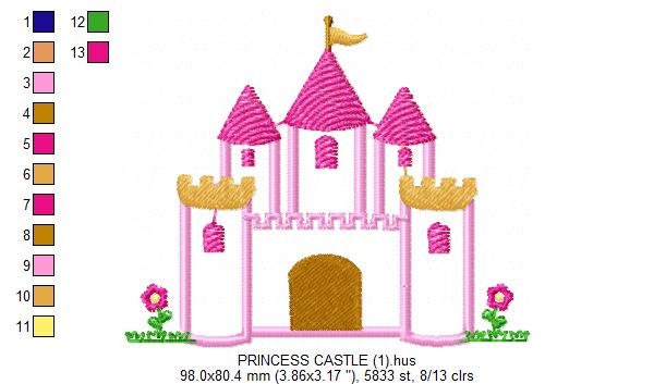 Castle Embroidery Designs Princess Palace Embroidery Design - Etsy