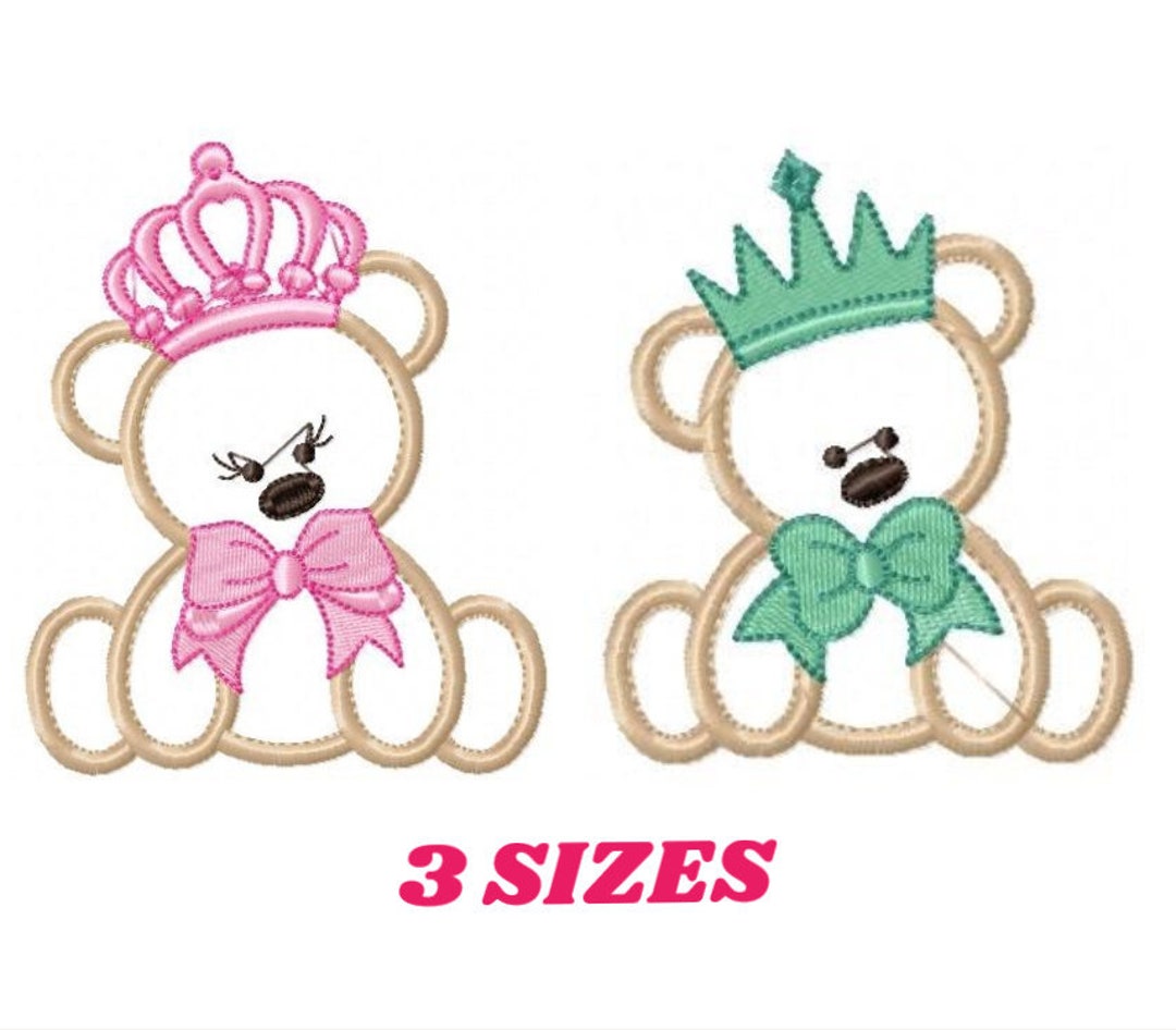Bear Embroidery Designs - Teddy Bear With Crown Machine Embroidery ...