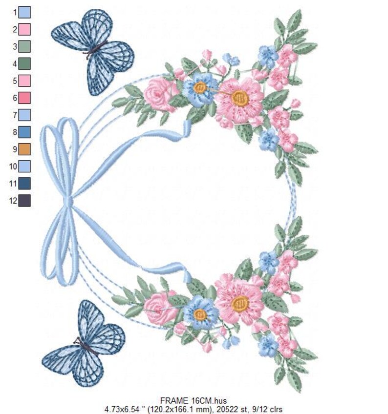 Flower Frame Embroidery Designs - Delicate Butterfly Embroidery Design ...