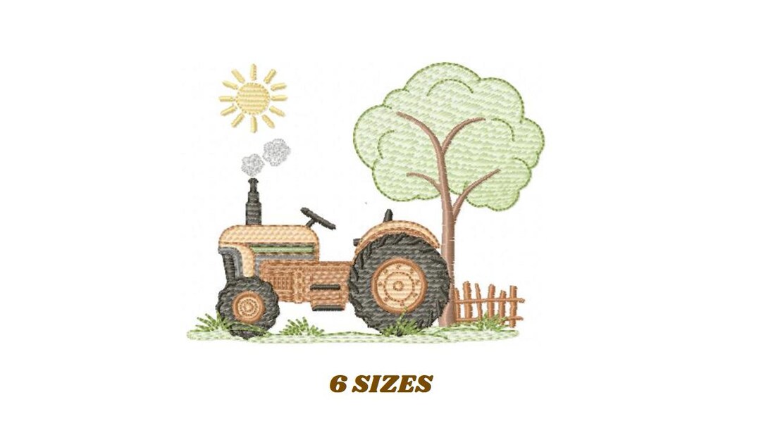 Farm Tractor Embroidery Designs - Truck With Sun and Tree Machine ...