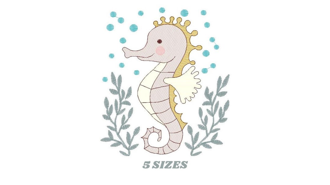 Seahorse Embroidery Design - Sea Animal Embroidery Designs Machine ...