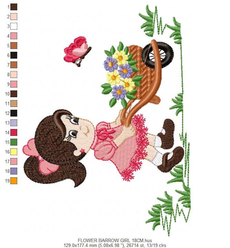 Girl Embroidery Designs Flower Girl Embroidery Design - Etsy