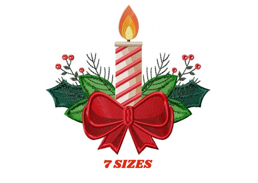 Candle Embroidery Designs - Christmas Decoration Embroidery Design ...