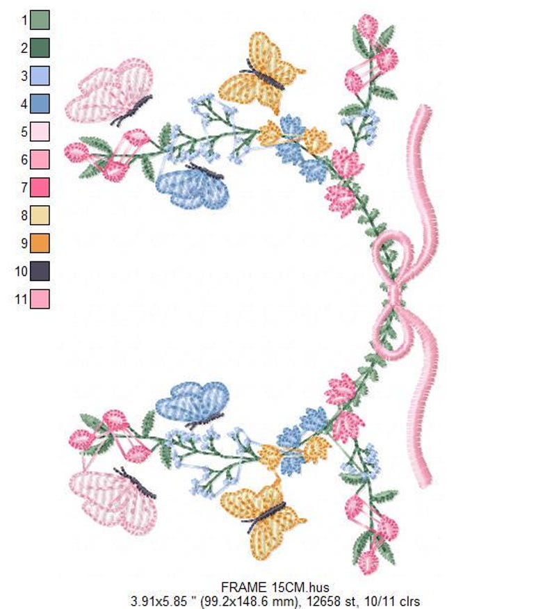 Flower Frame Embroidery Designs - Delicate Butterfly Embroidery Design ...