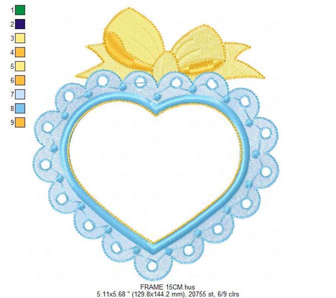 Heart With Lace Embroidery Designs - Heart Frame Embroidery Design ...