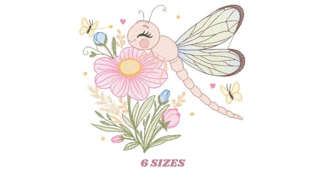 Dragonfly Embroidery Design - Spring Garden Bug Embroidery Designs ...