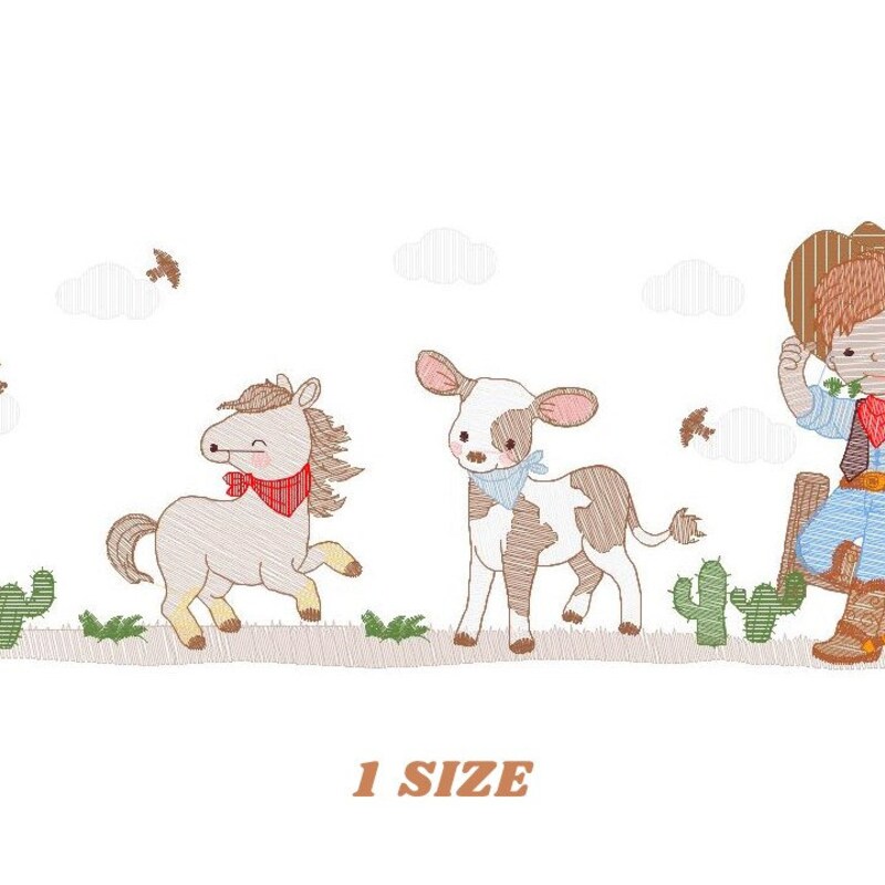Cowboy Embroidery Design - Etsy
