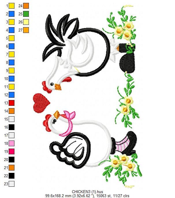 Chicken Embroidery Designs Rooster Embroidery Design Machine - Etsy