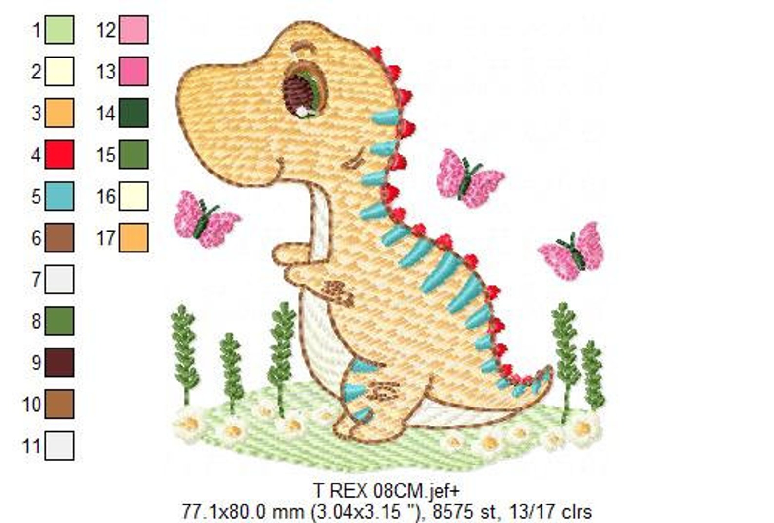 Dinosaur Embroidery Designs Dino Embroidery Design Machine Embroidery ...