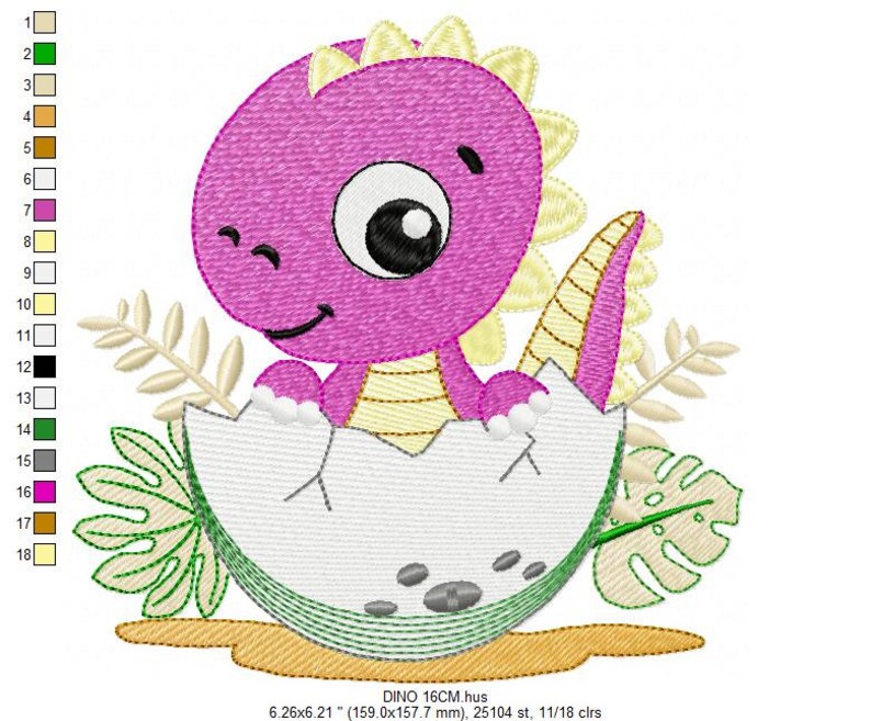 Baby Dinosaur Embroidery Designs Dino Embroidery Design - Etsy