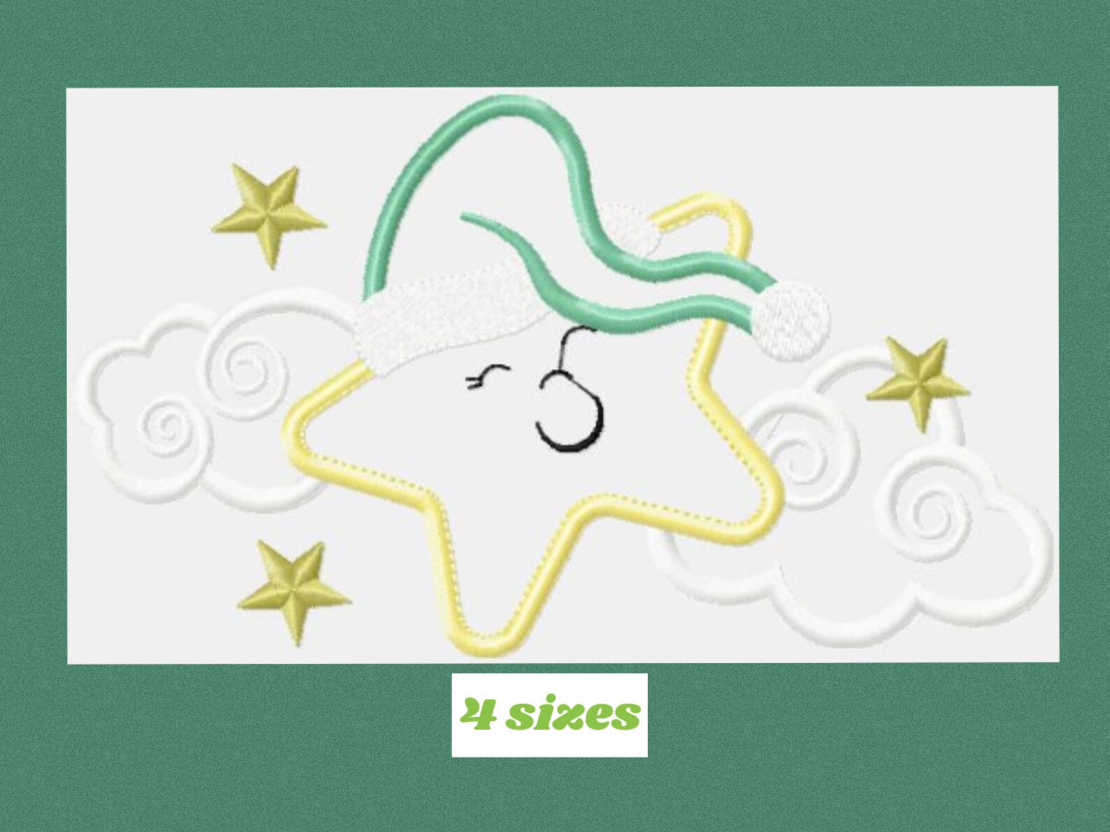 Star With Cloud Embroidery Designs Sleeping Star Embroidery Design ...