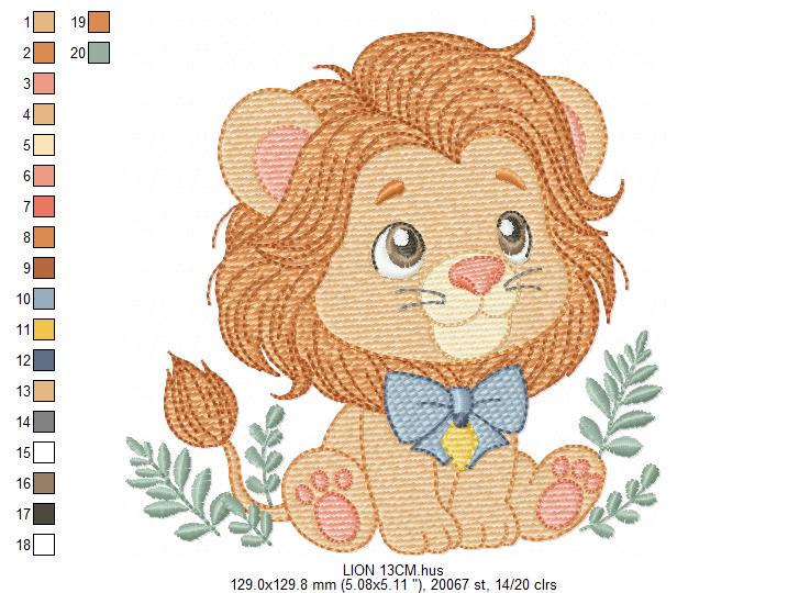 Lion Embroidery Designs - Safari Wild Animal With Blue Tie Machine ...
