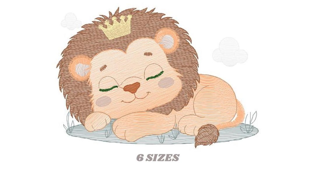 Sleeping Lion King Embroidery Designs - Safari Animal Embroidery Design ...