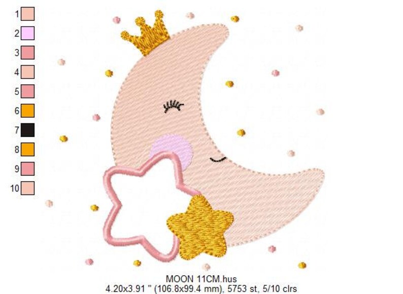 Moon Embroidery Design - Half Moon Embroidery Design Machine Embroidery ...