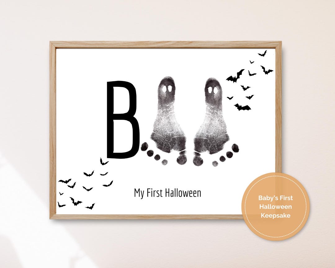 My First Halloween Footprint Art Printable – “BOO” Ghost Footprint ...