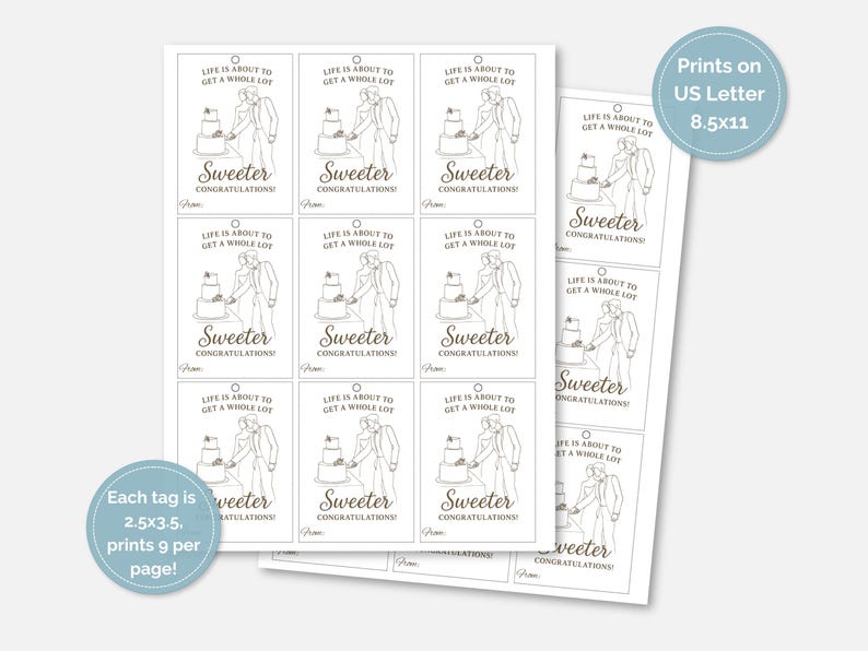 Wedding Present Gift Tag Instant PDF Download Cake Cutting Marriage - Etsy