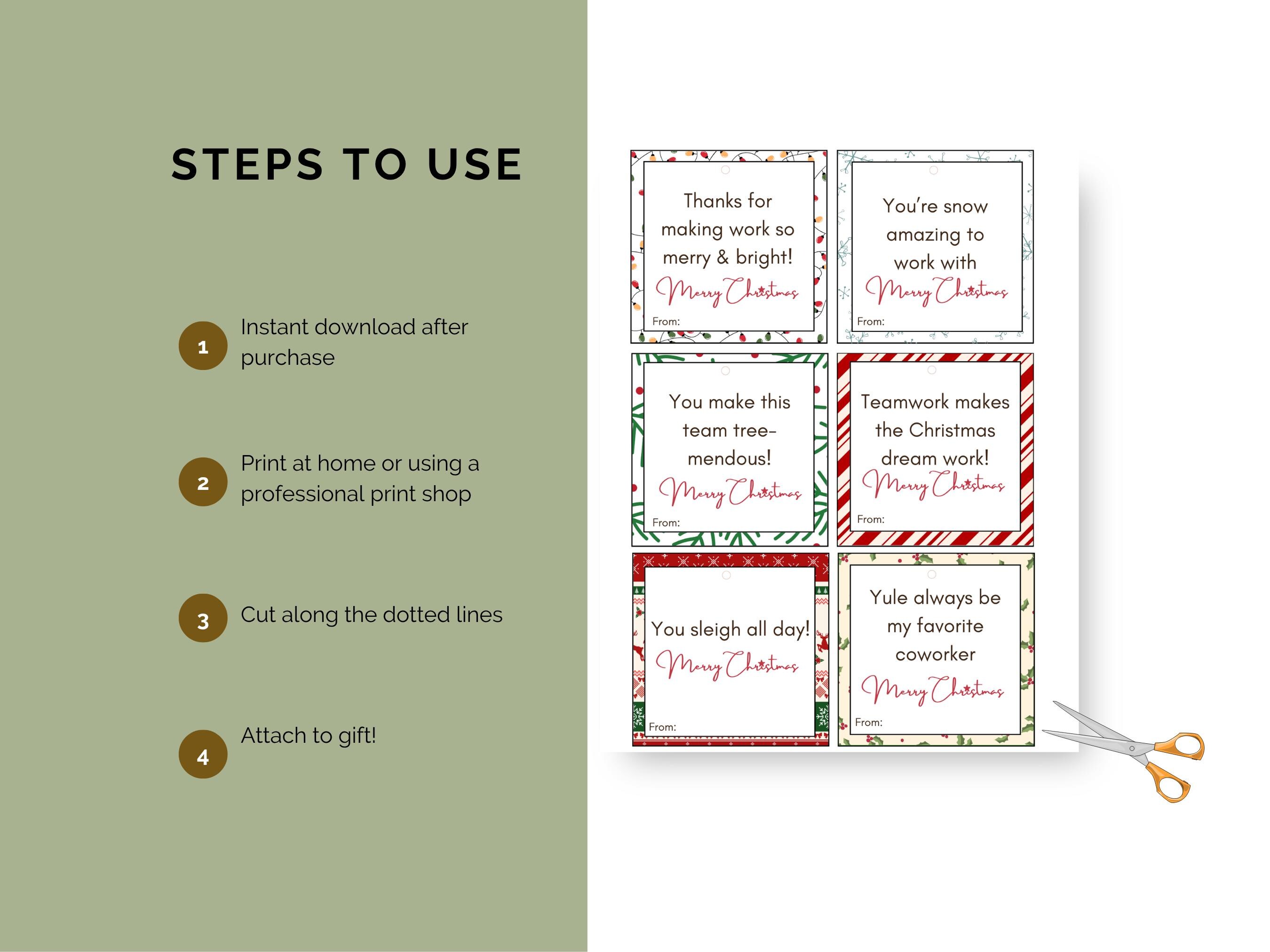 Coworker Christmas Gift Tags Printable – 6 Funny & Festive Holiday Tags ...