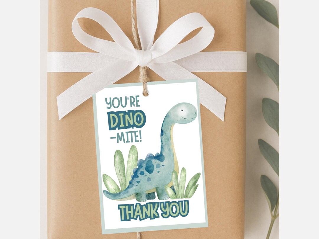 Dinosaur Thank You Tag Printable - Favor Tags, Dino Favour Tags, Thank ...