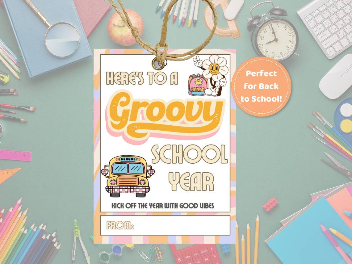 Retro Groovy School Year Gift Tags - Teacher, Bus Driver, Coach ...