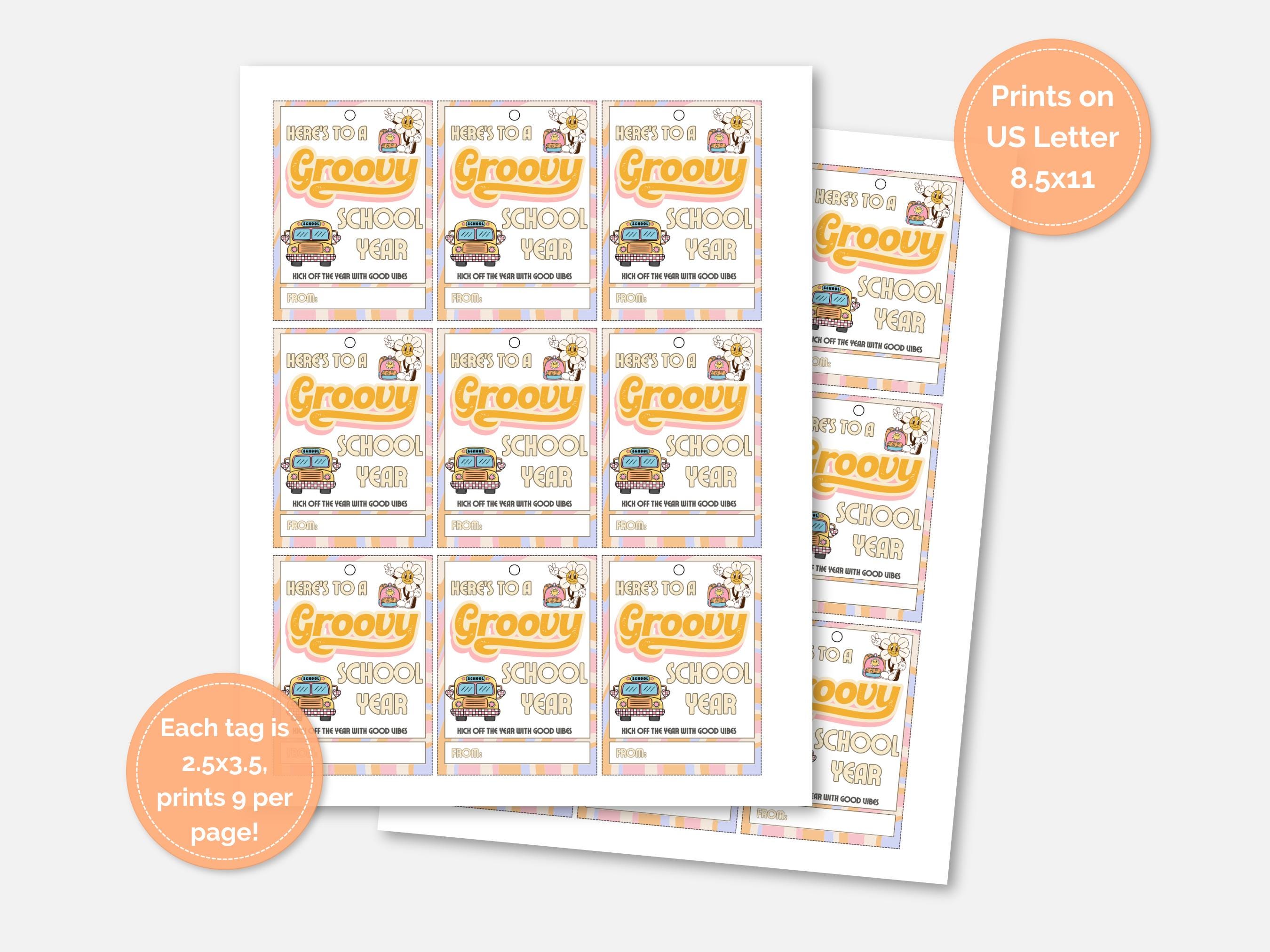 Retro Groovy School Year Gift Tags - Back to School Treat Tag - Teacher ...